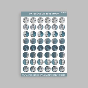 Moon Phases Planner Stickers, Full Moon New Moon Stickers, Lunar Cycle ...