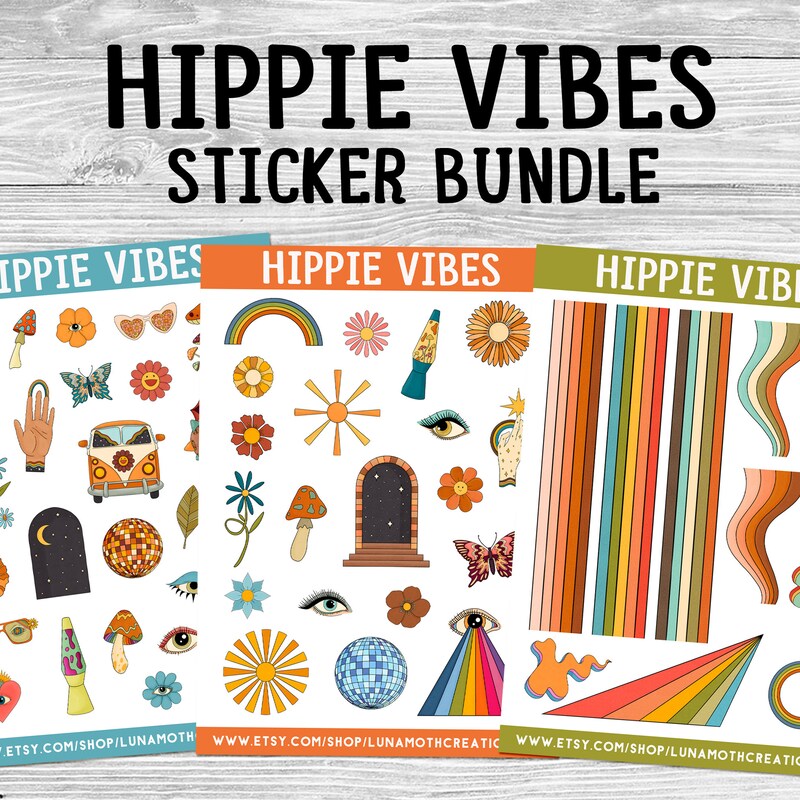 Hippie Stickers - Etsy