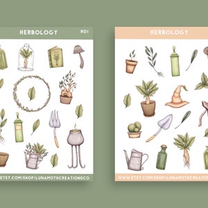 Herbology Planner Stickers, Herb Stickers, Green Witch Stickers, Plant ...