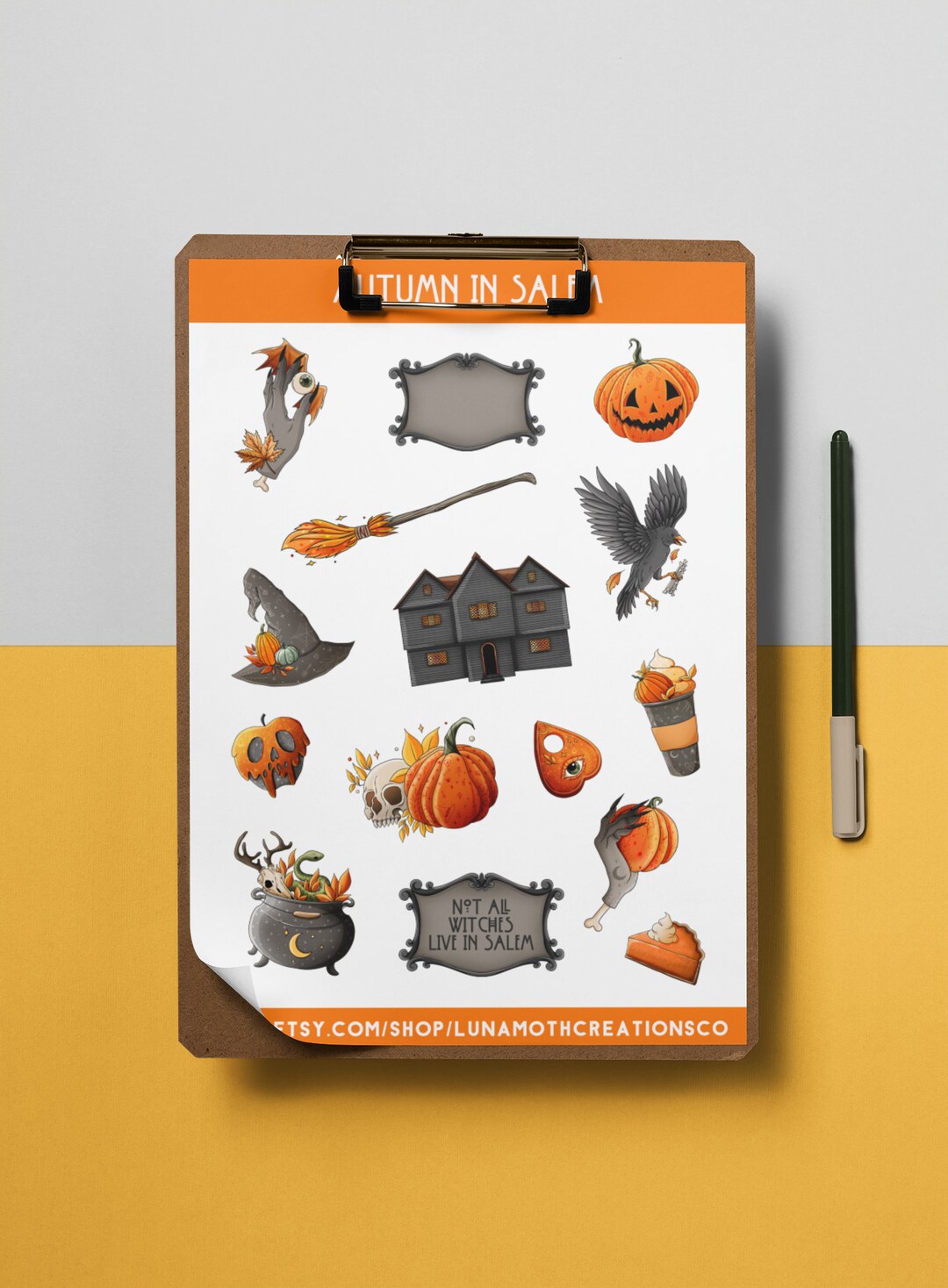 Autumn in Salem Stickers: Witch, Halloween Planner Stickers - Etsy