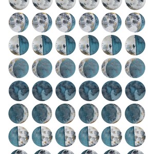Moon Phases Planner Stickers, Full Moon New Moon Stickers, Lunar Cycle ...