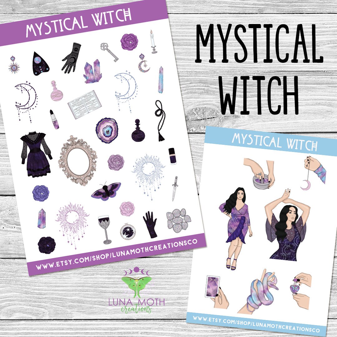 Mystical Witch Planner Stickers, Moon Stickers, Witchy Planner Stickers ...