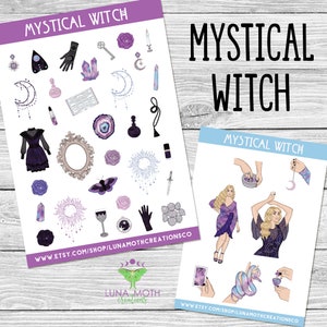 Mystical Witch Planner Stickers, Moon Stickers, Witchy Planner Stickers, Crystal Stickers ...