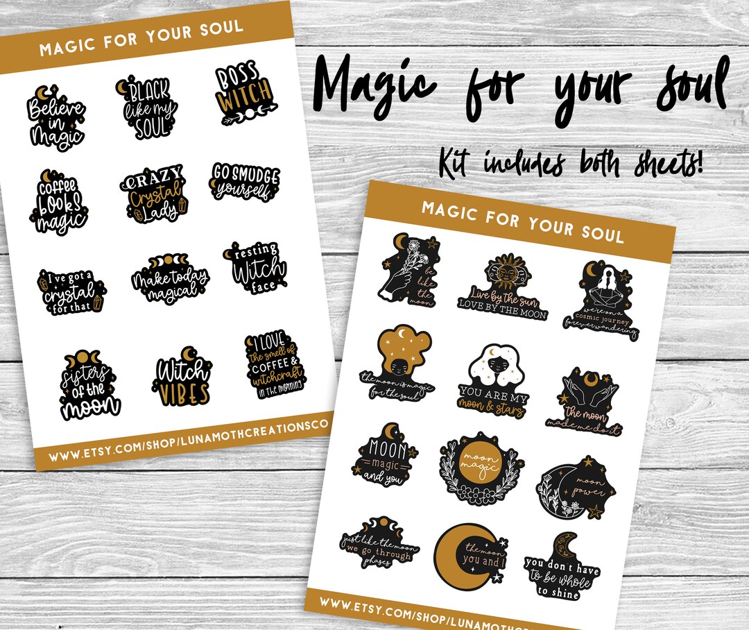 Magic for Your Soul Sticker Bundle Pack, Witchy Planner Stickers, Moon ...