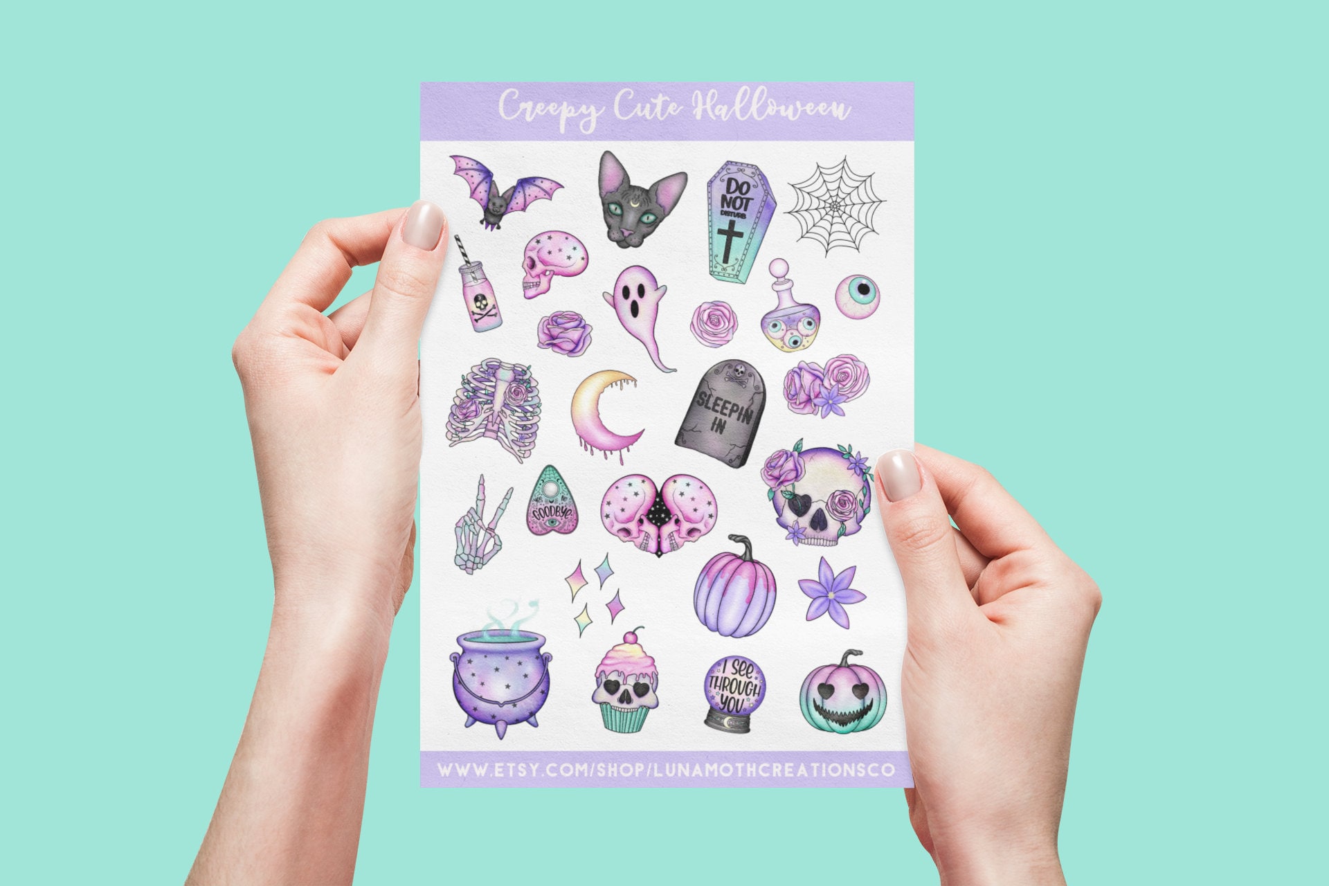 Creepy Cute Halloween Stickers, Halloween Stickers, Pastel Halloween ...