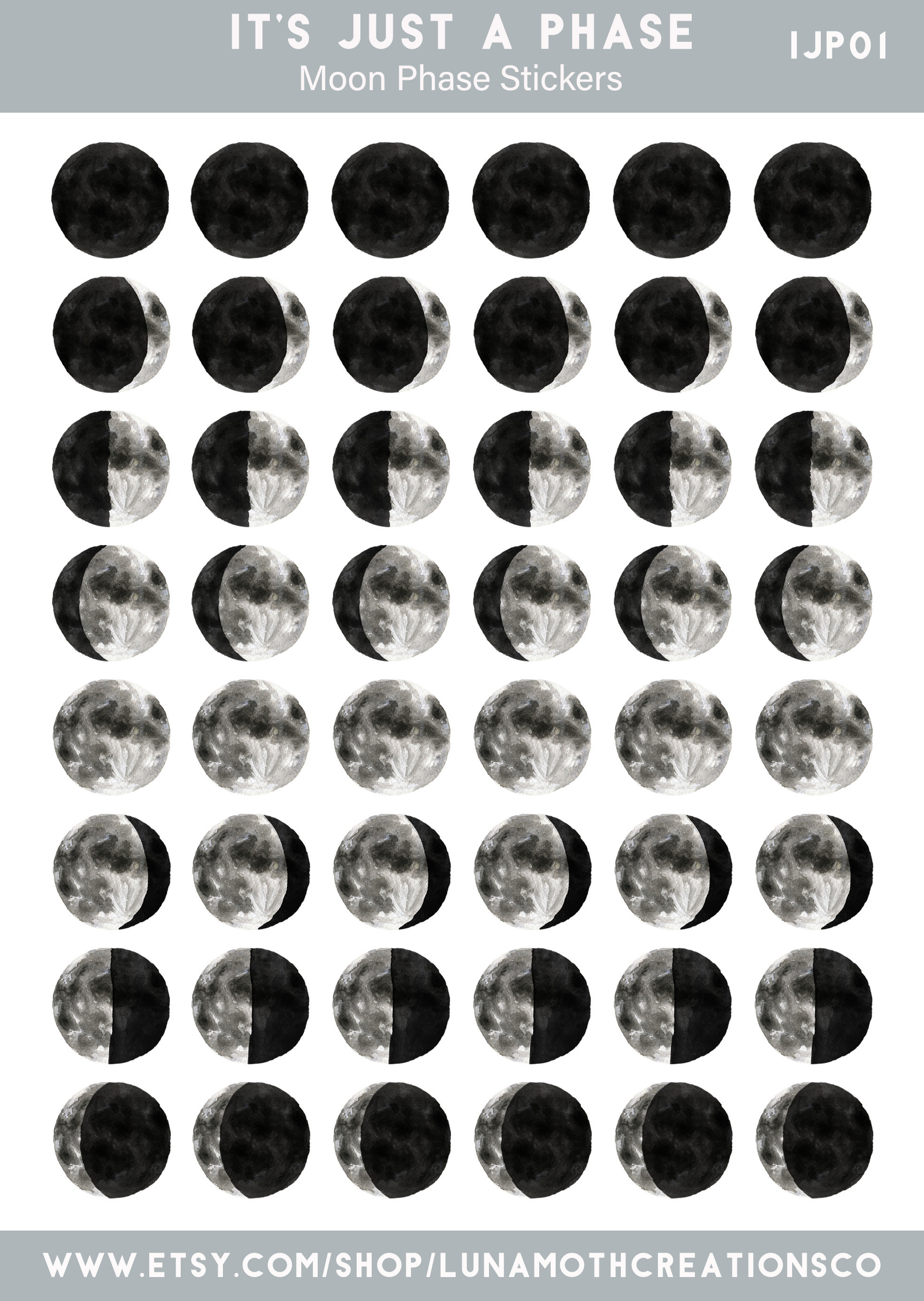 Moon Phases Planner Stickers Full Moon New Moon Stickers - Etsy