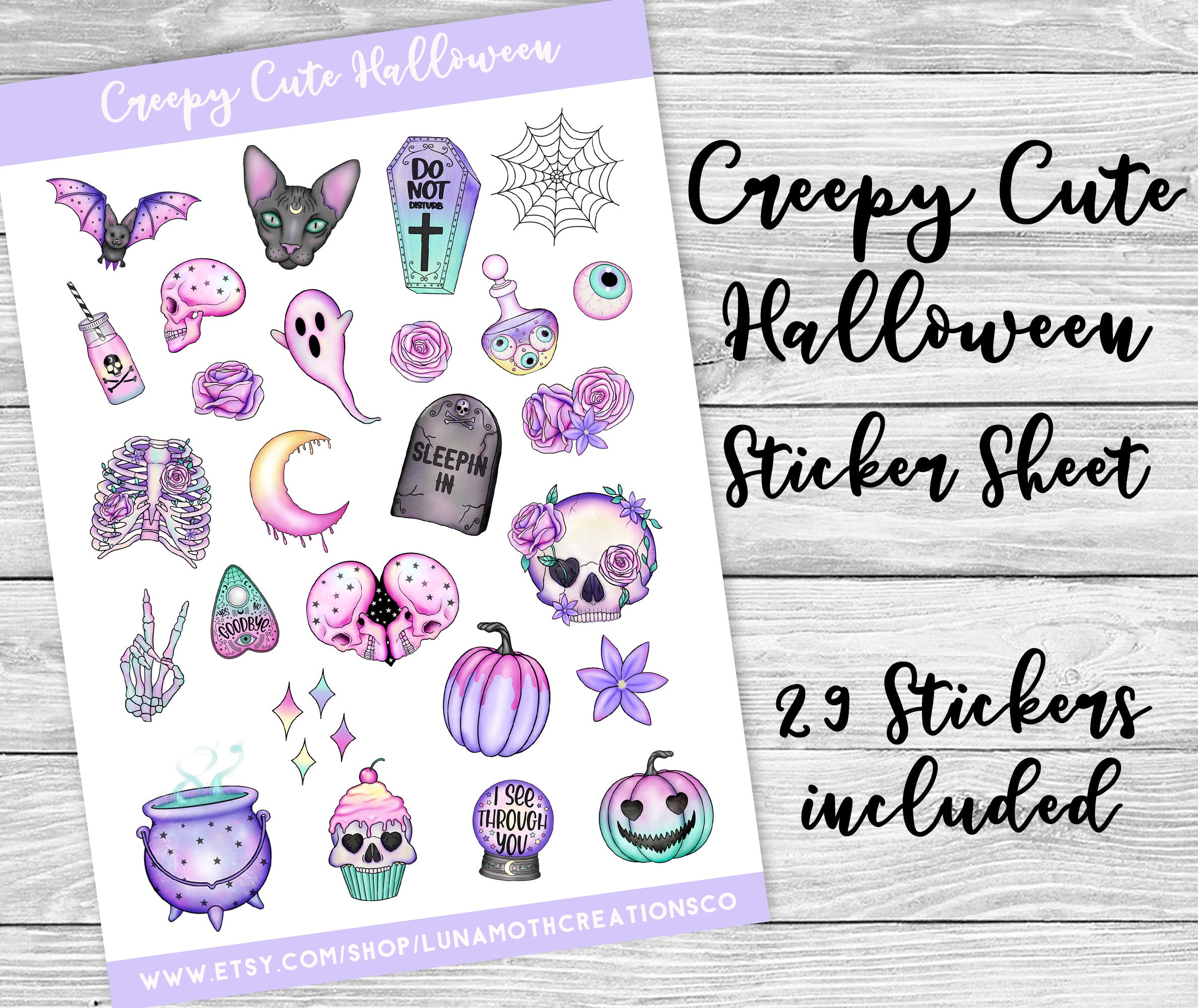 Creepy Cute Halloween Stickers Halloween Stickers Pastel | Etsy