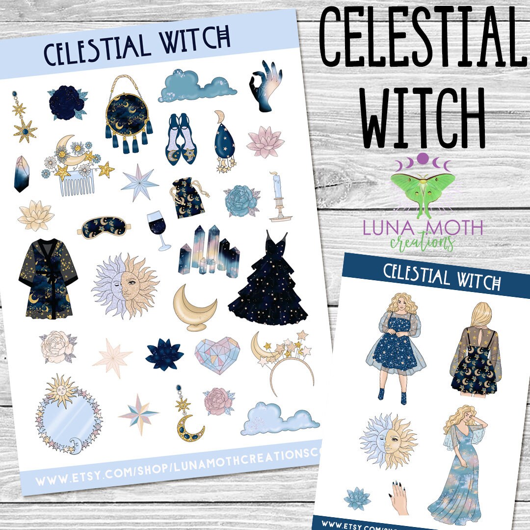 Celestial Witch Planner Stickers, Moon Stickers, Witchy Planner ...