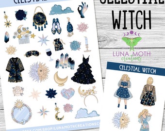 Pastel Witch Planner Stickers, Moon Stickers, Witchy Planner Stickers ...