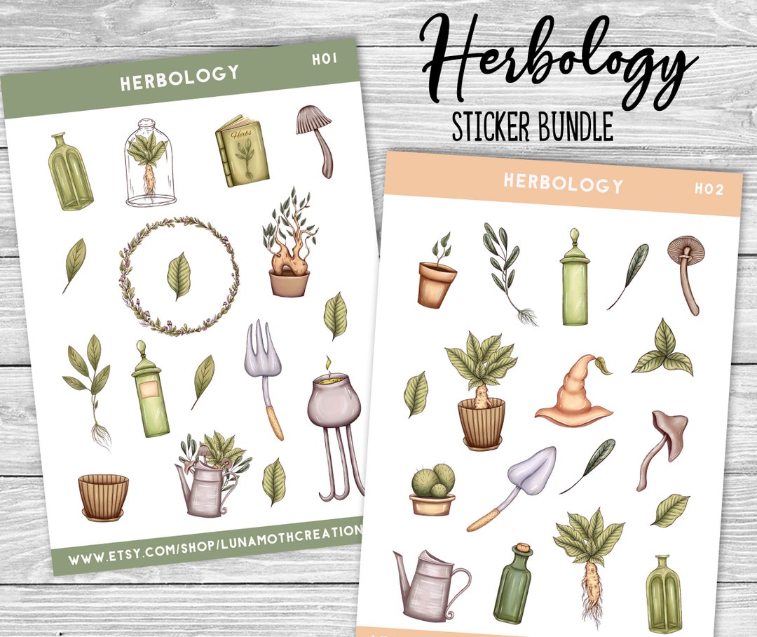 Herbology Planner Stickers, Herb Stickers, Green Witch Stickers, Plant ...