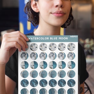 Moon Phases Planner Stickers, Full Moon New Moon Stickers, Lunar Cycle ...