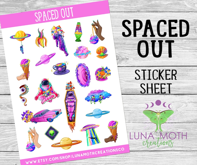 Spaced Out Planner Stickers Grimoire Stickers Book of - Etsy