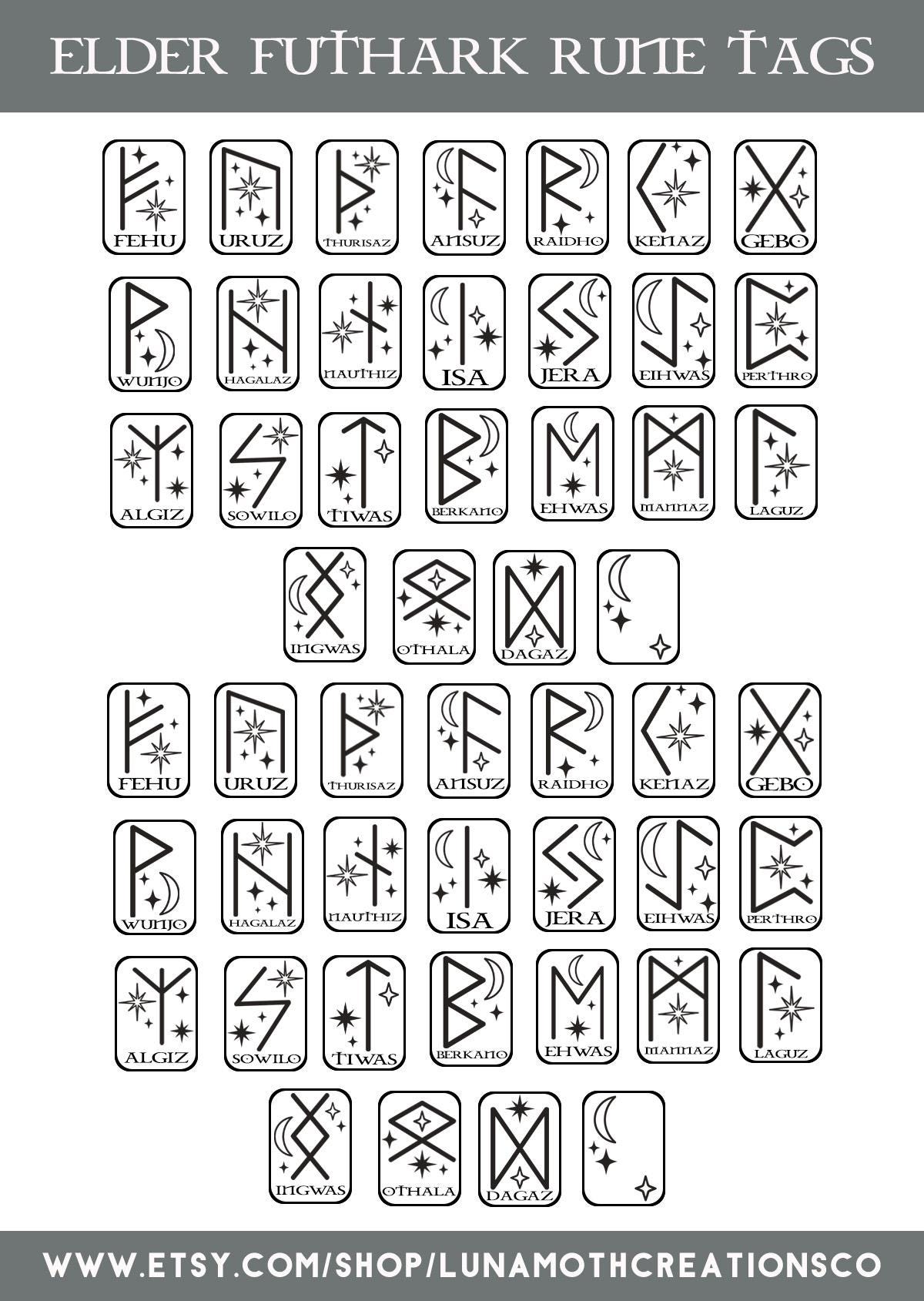 Mini Elder Futhark Rune Tag Planner Stickers: Rune Stickers - Etsy