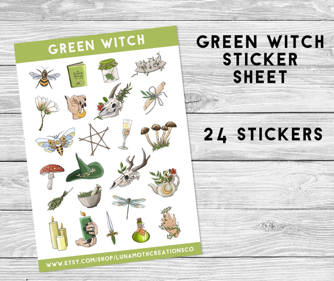 Green Witch Planner Stickers: Book of Shadows, Grimoire Stickers - Etsy