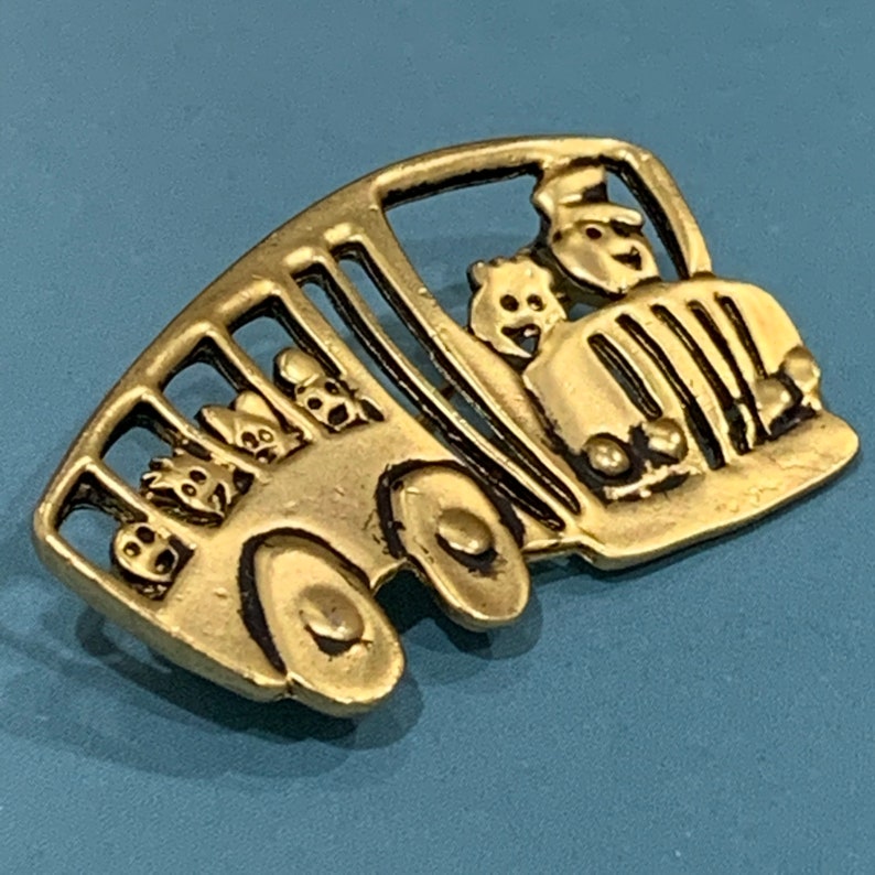 Bus Brooch Pin Wheels on the Bus Pin-gold Tone Bus Pin Kids on Bus Pin ...