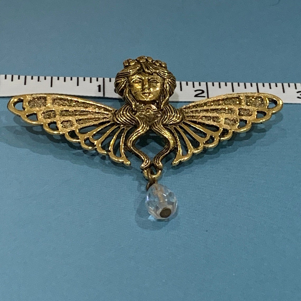 JJ Angel Brooch-gold Tone Lady With Wings Brooch & Dangle | Etsy