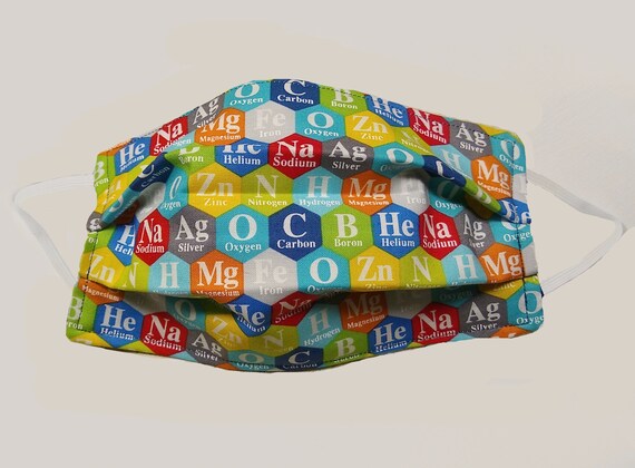 Science Periodic Table Face Mask Pleated Ships Same Day | Etsy