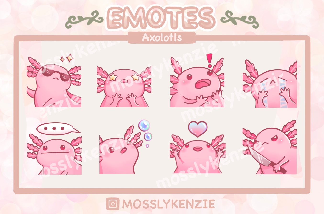Axolotl Discord Emoji Pack | Twitch Emote Pack | Discord Emote Pack ...