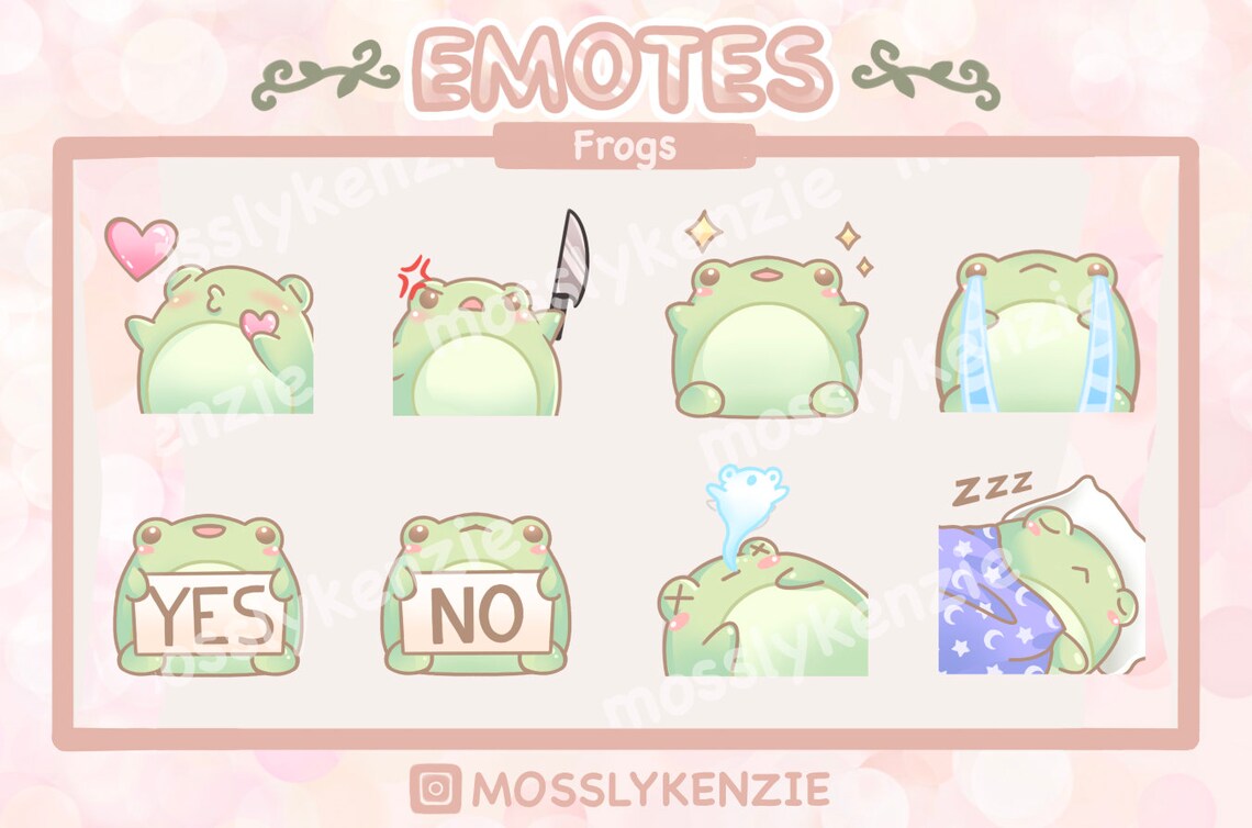 Frog Emote Pack Twitch Emote Pack Discord Emote Pack Emoji Frog Emoji ...