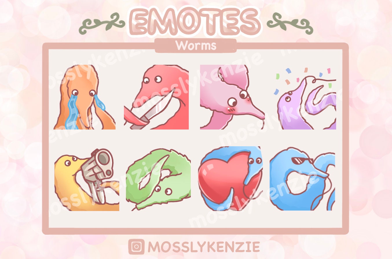 Worm on a String Twitch Emote Pack / Discord Emote Pack, Twitch Sub ...