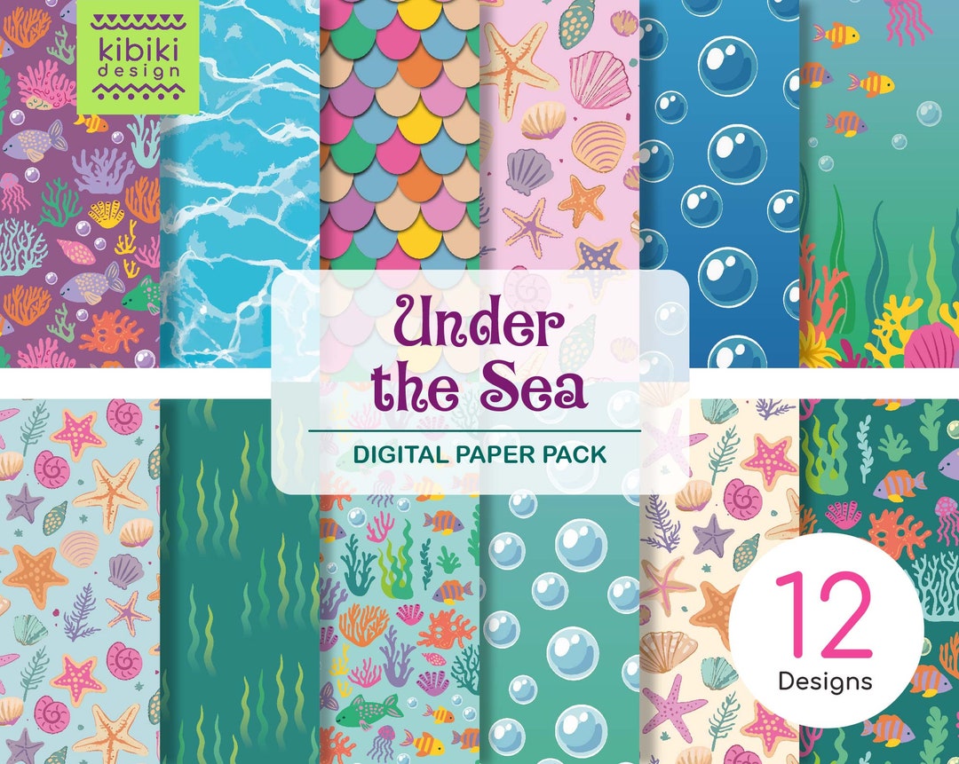 Under the Sea Digital Paper, Mermaid Paper Pack, Mermaid Party, Sea ...