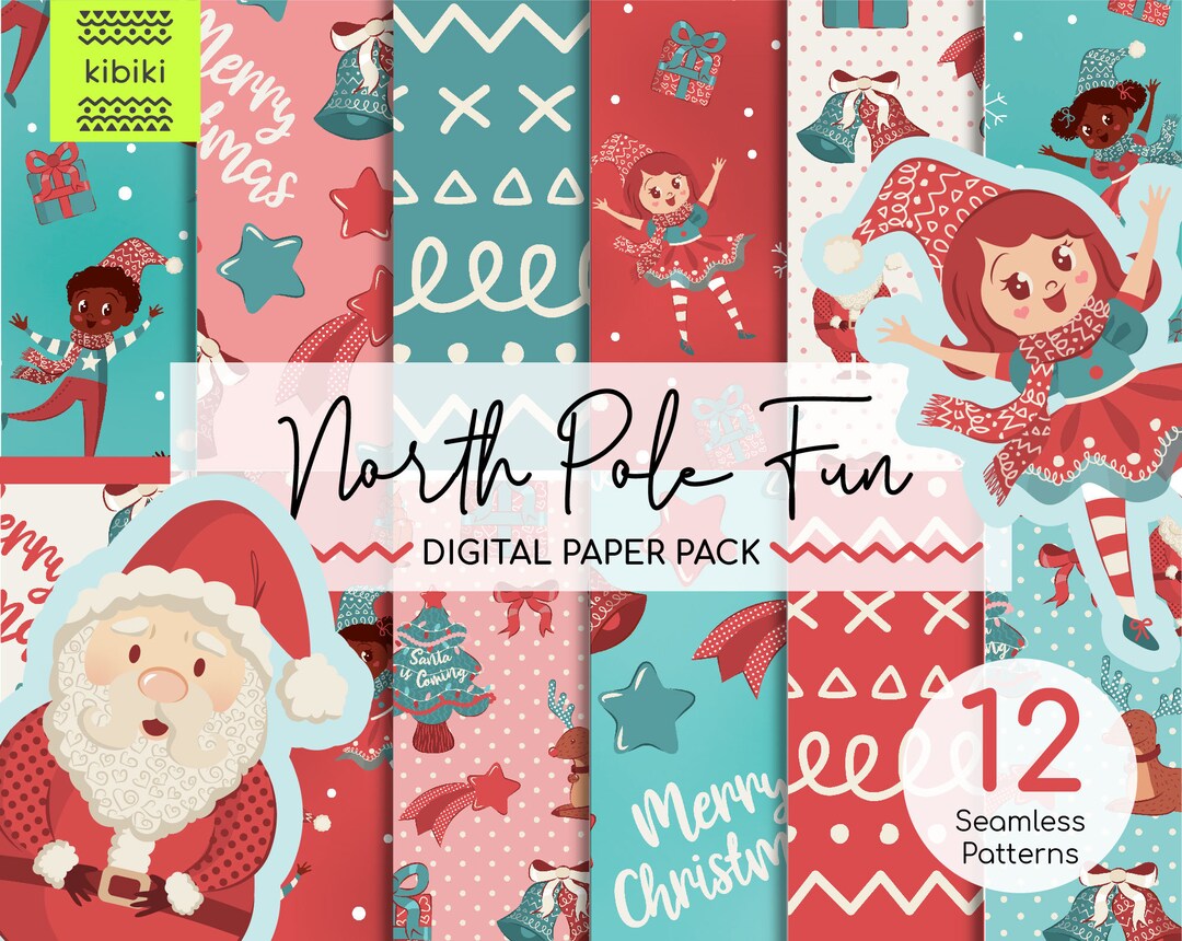 Seamless Digital Paper, Christmas Seamless Pattern, Santa Digital Paper ...