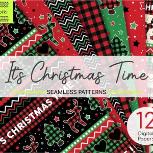 INSTANT DOWNLOAD Christmas Seamless Pattern, Digital Paper Pack, Winter ...