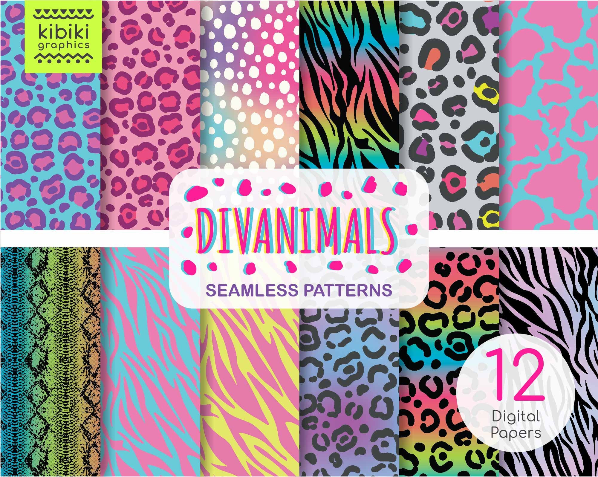 Seamless Digital Paper Animal Print Rainbow Digital Paper - Etsy