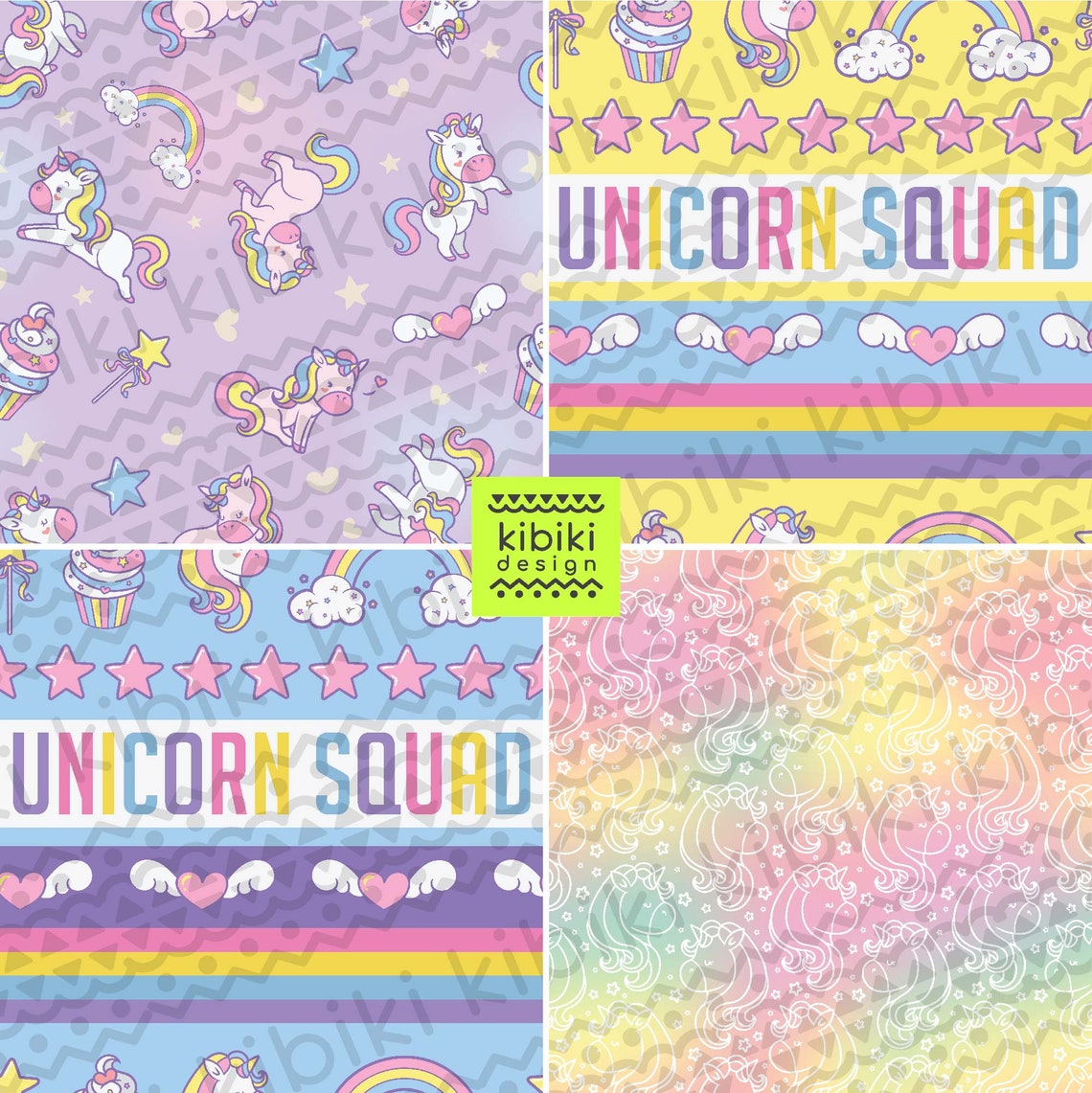 Unicorn Digital Paper Digital Paper Pack Rainbow Pony - Etsy