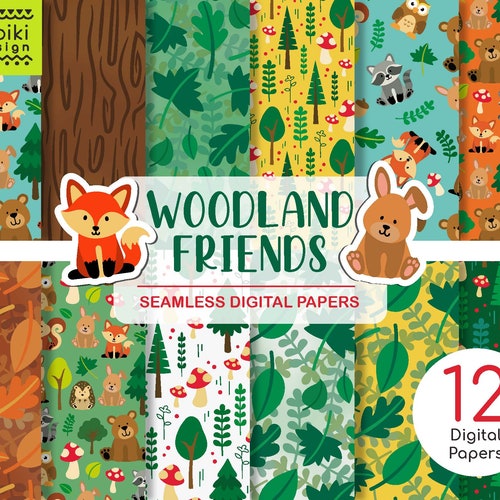 Woodland Digital Paper Woodland Pattern Forest Animal - Etsy