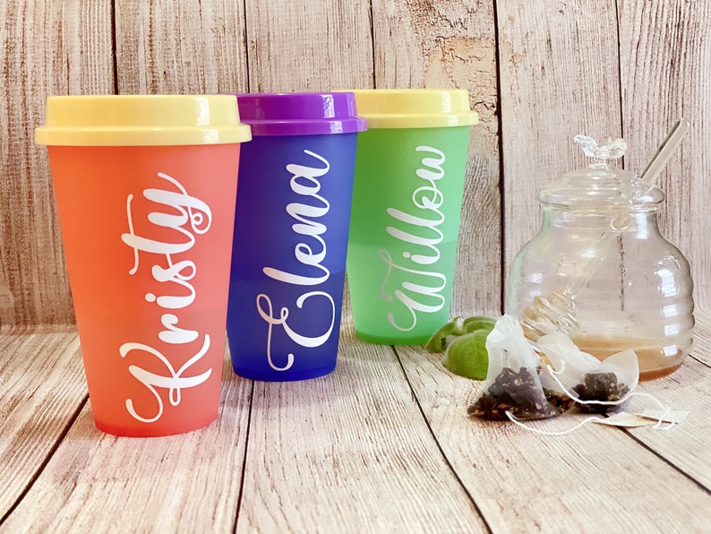 Color Changing Hot Cup W/matching Color Lid, Personalized Tumbler. 16oz ...