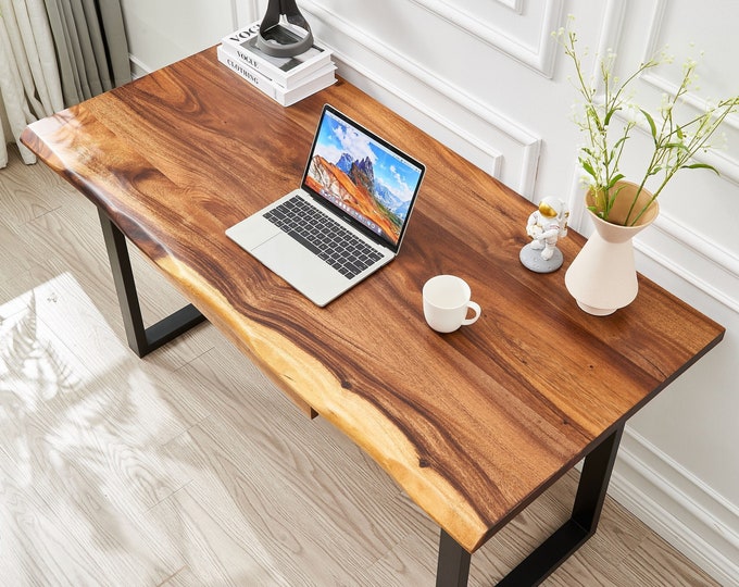 Desk Solid Wood Desk Office Desk Computer Desk Boho Desk - Etsy