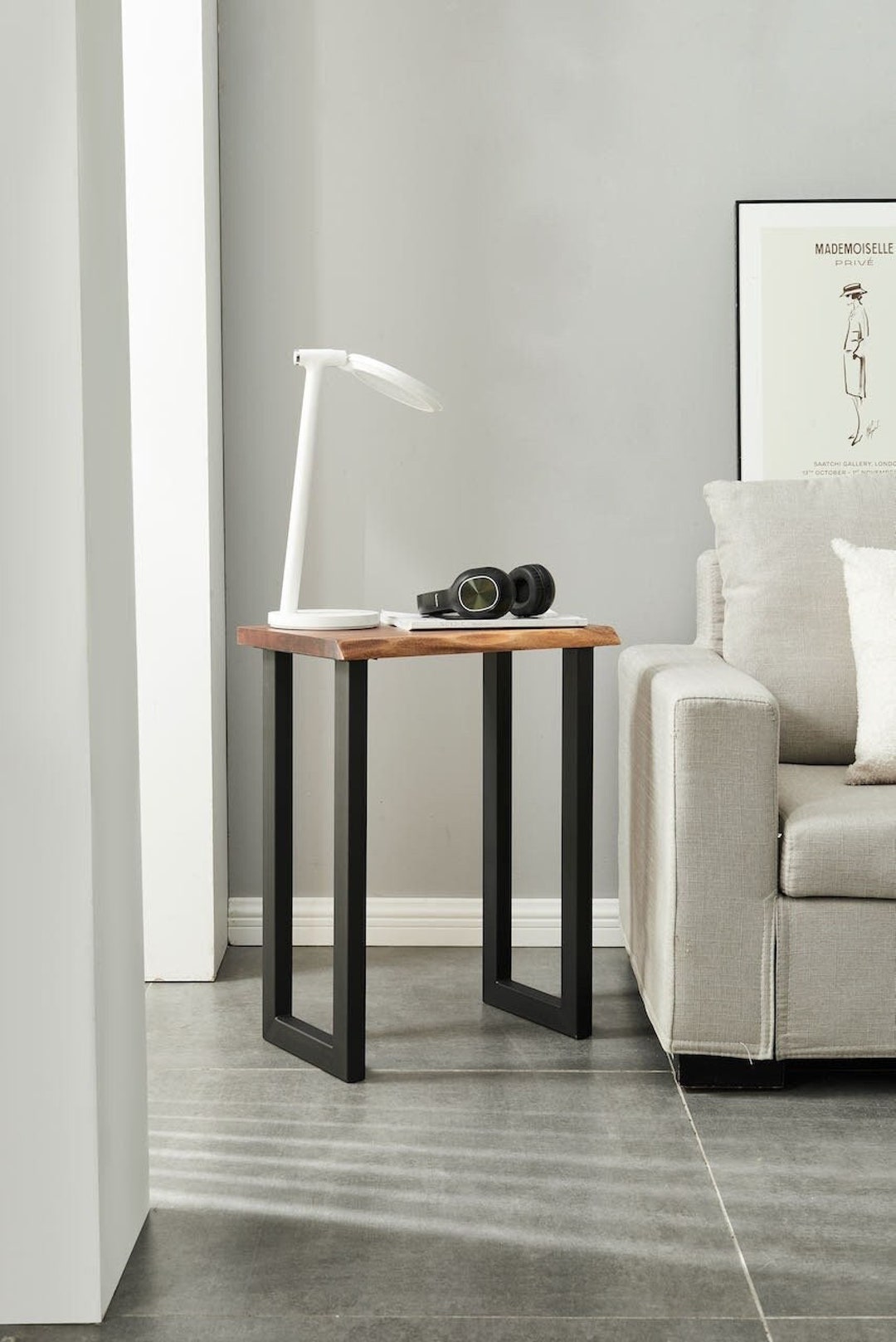 South American Walnut End Table: Modern U-shaped Legs - Etsy