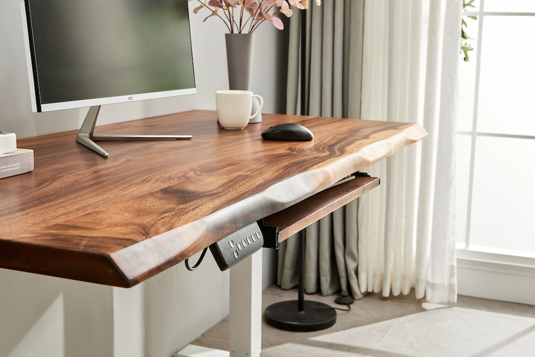 Live Edge Walnut Standing Desk: Motorized Adjustable Height - Etsy