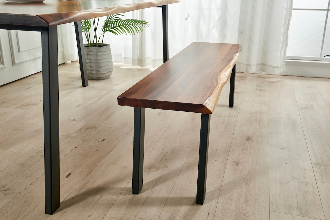 Live Edge Walnut Bench: Modern Entryway Bench With U Legs - Etsy