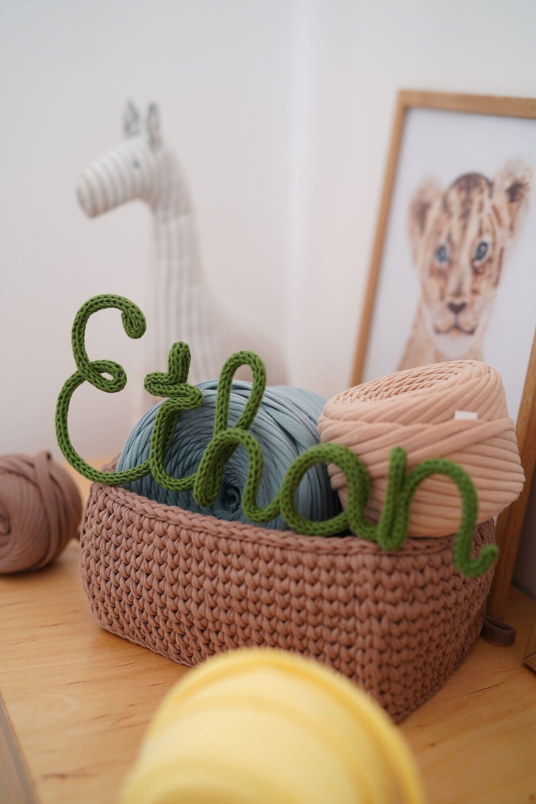 Personalized Baby Name Sign, Knitted Sign, Baby Boy Gift, Nursery Wall ...