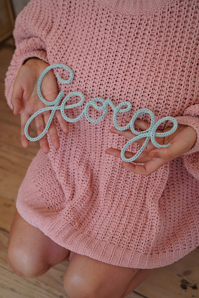 Custom Knitted Sign Made in Ukraine, Personalised Baby Name, Tricotin ...