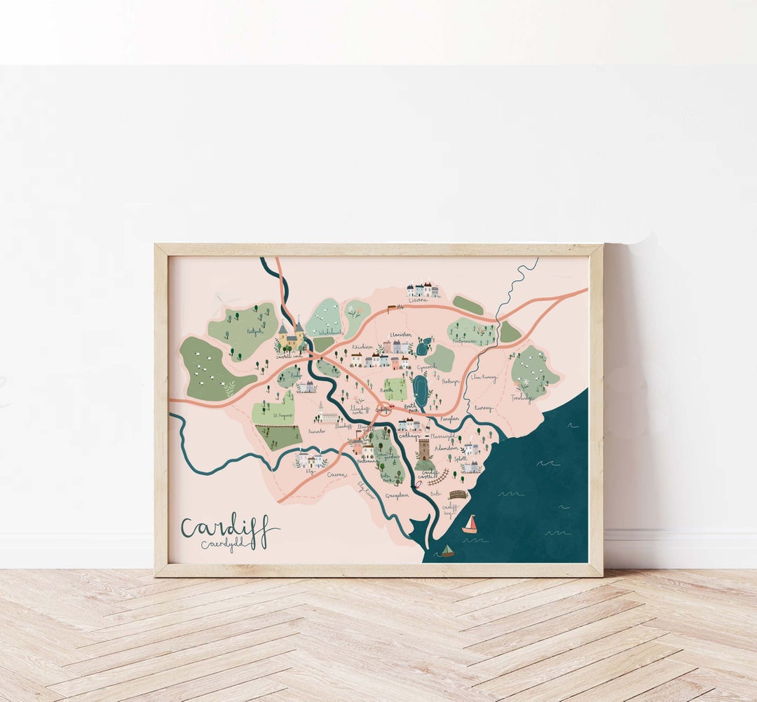 Illustrated Cardiff Map Print / Cardiff City / Map Print / Location ...