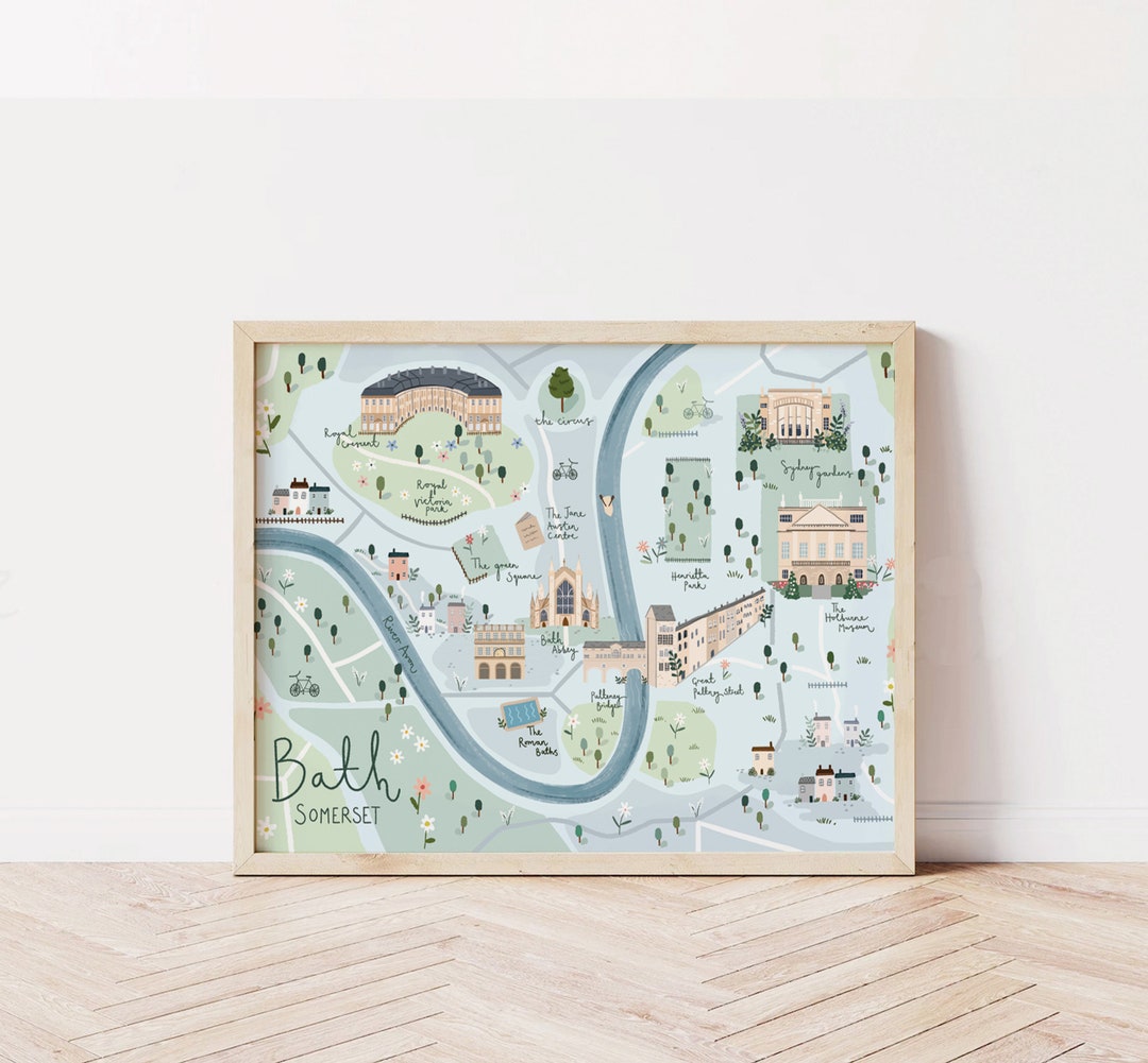 Illustrated Bath Map Print / Bath City / Map Print / Location Print ...