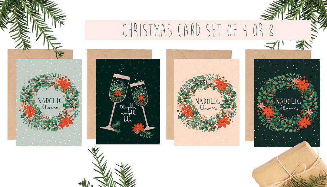 Welsh Christmas Cards / Welsh Greetings Card / Christmas Card Set ...