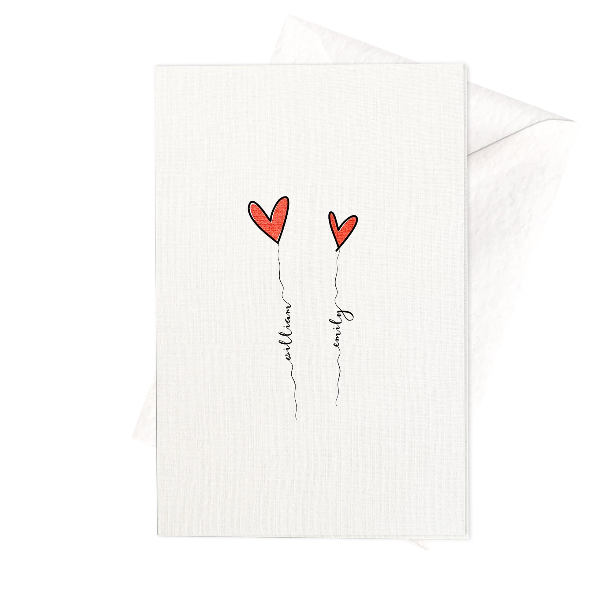 Personalised Heart Card With Balloons Couples Name - Etsy UK