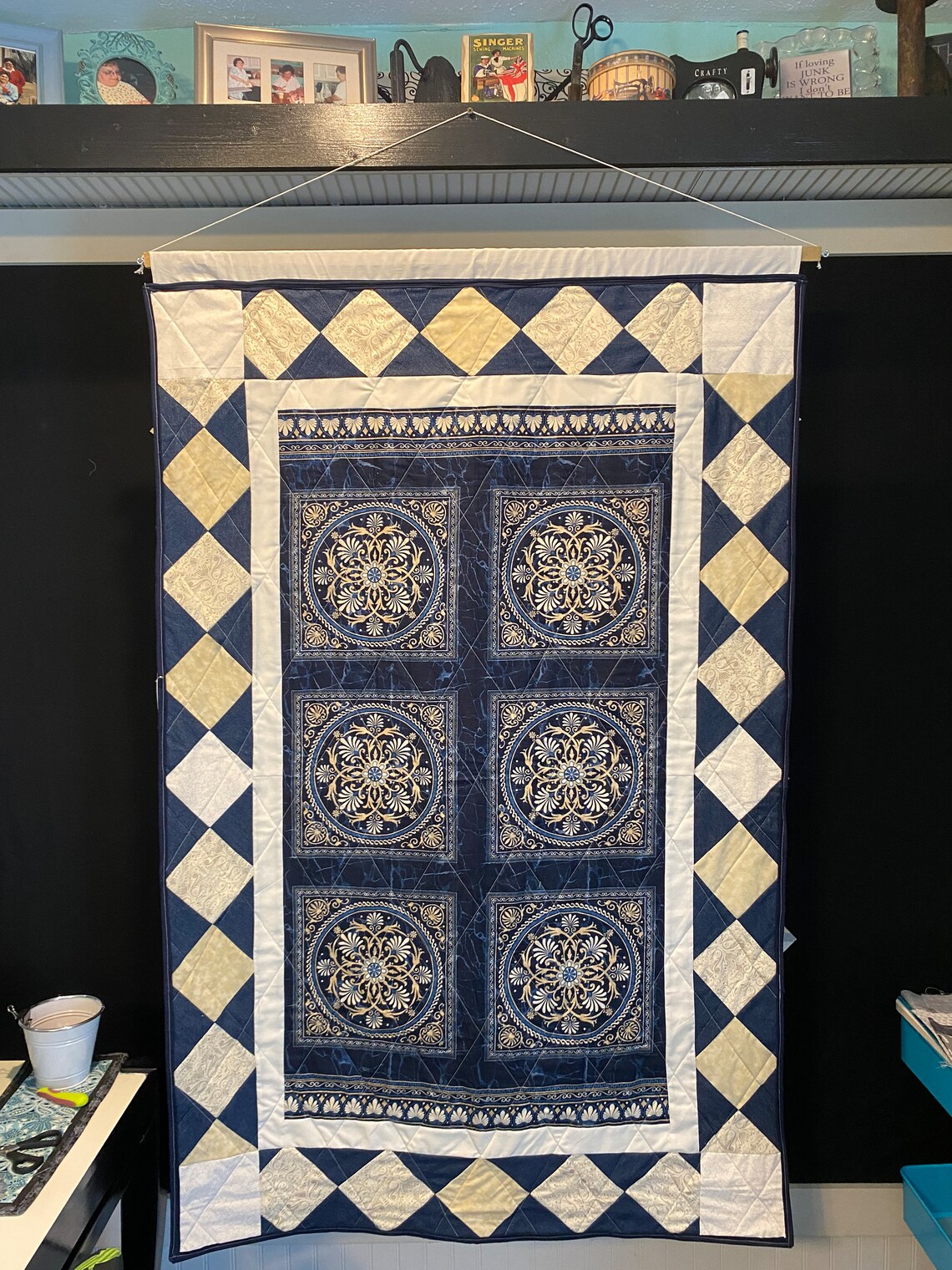 Navy Hanging Quilt - Etsy