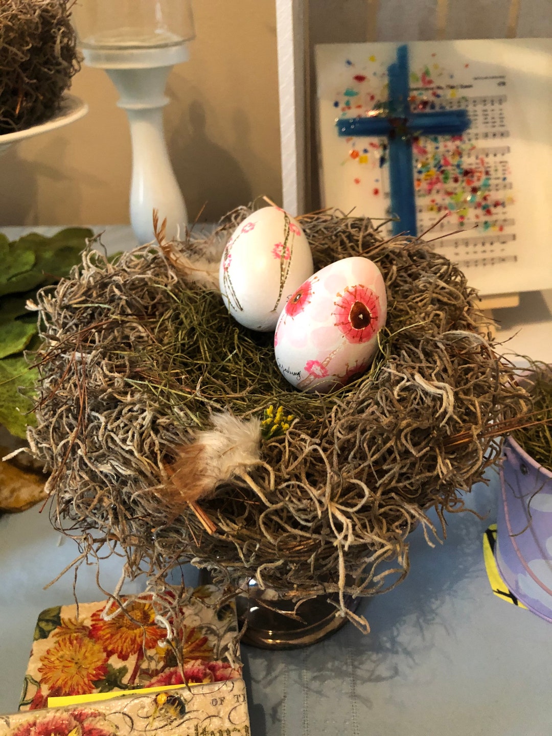 Bird Nest Rustic Table Centerpiece - Farmhouse Spring Table - Wedding ...