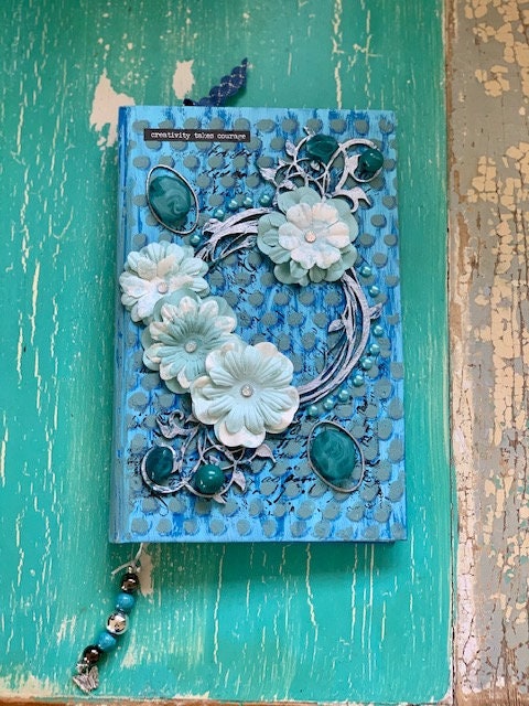 Blue Art Journal Mixed Media Design Cover Writing Journal - Etsy