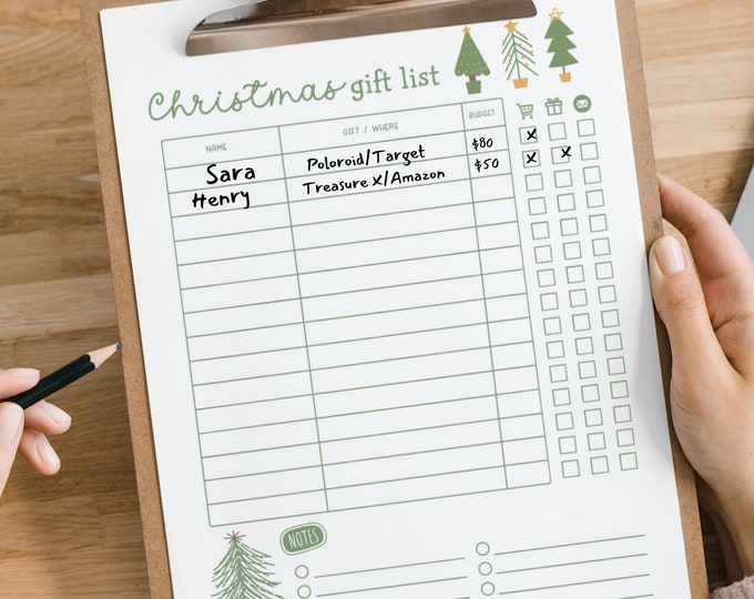 Christmas Gift Tracker Printable, Instant Download Gift Tracker ...