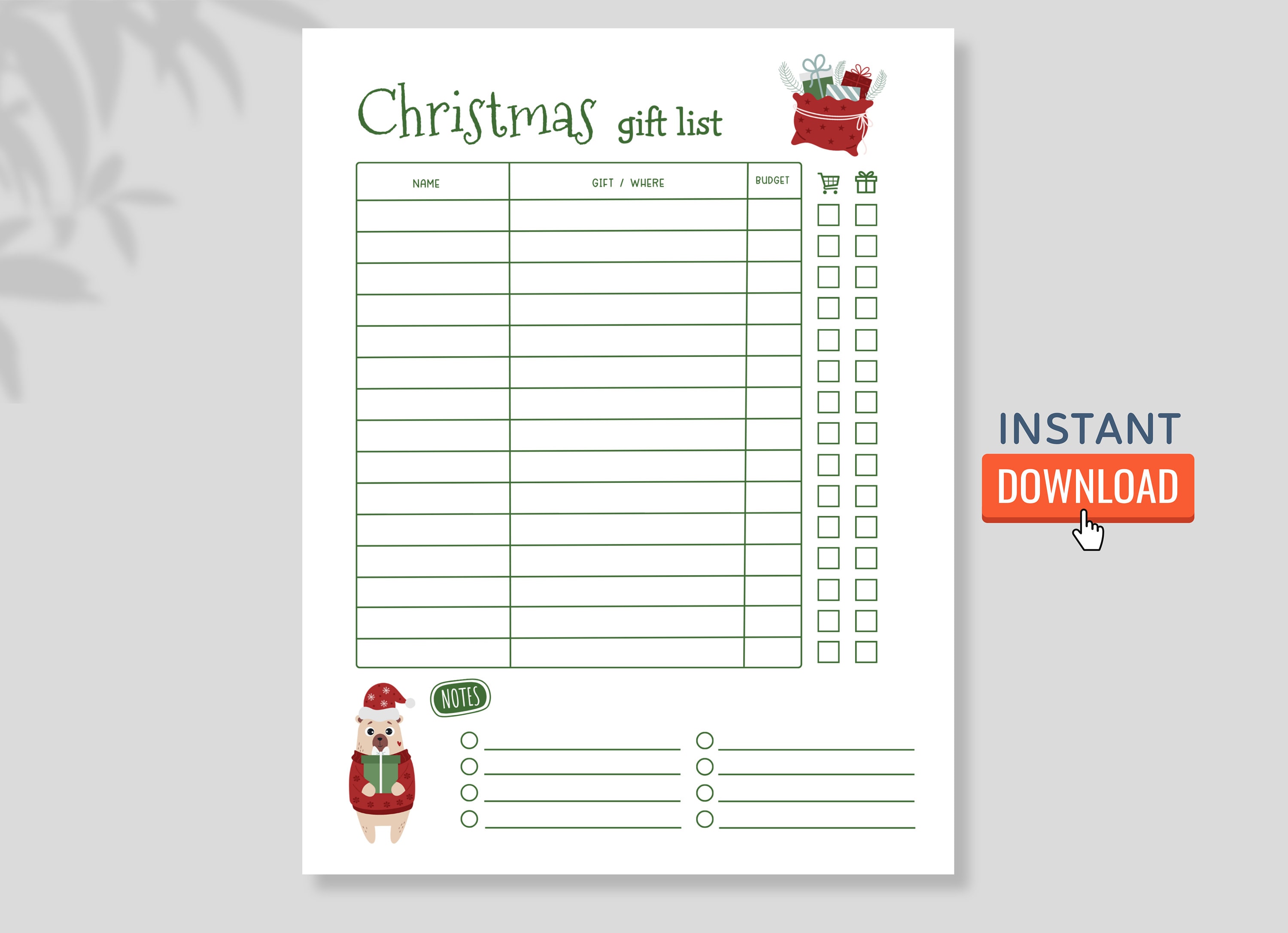 Christmas Gift Tracker Printable, Instant Download Gift Tracker ...