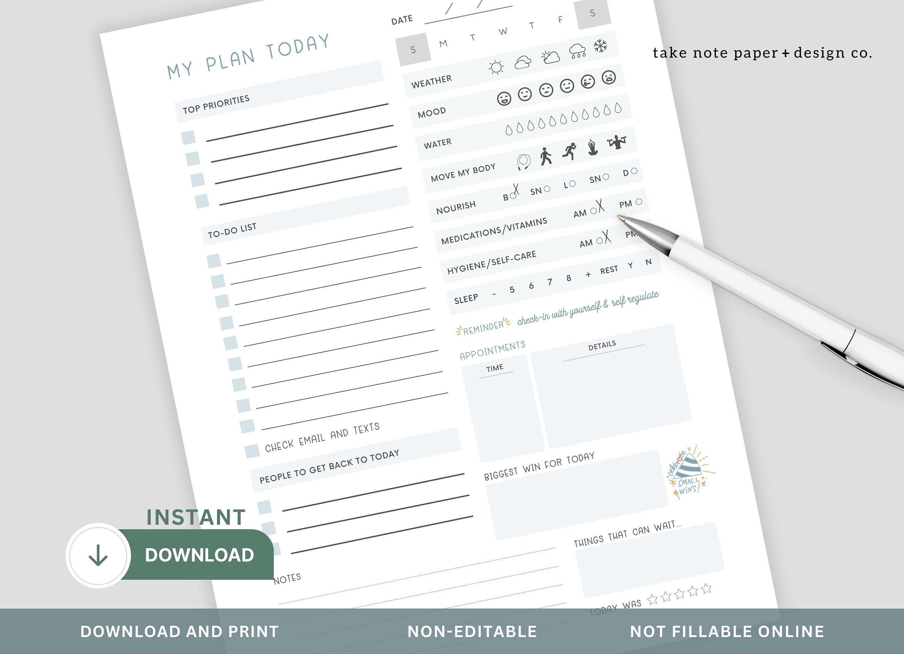 ADHD Daily Planner Printable, Daily Focus Planner, Daily Planner ...