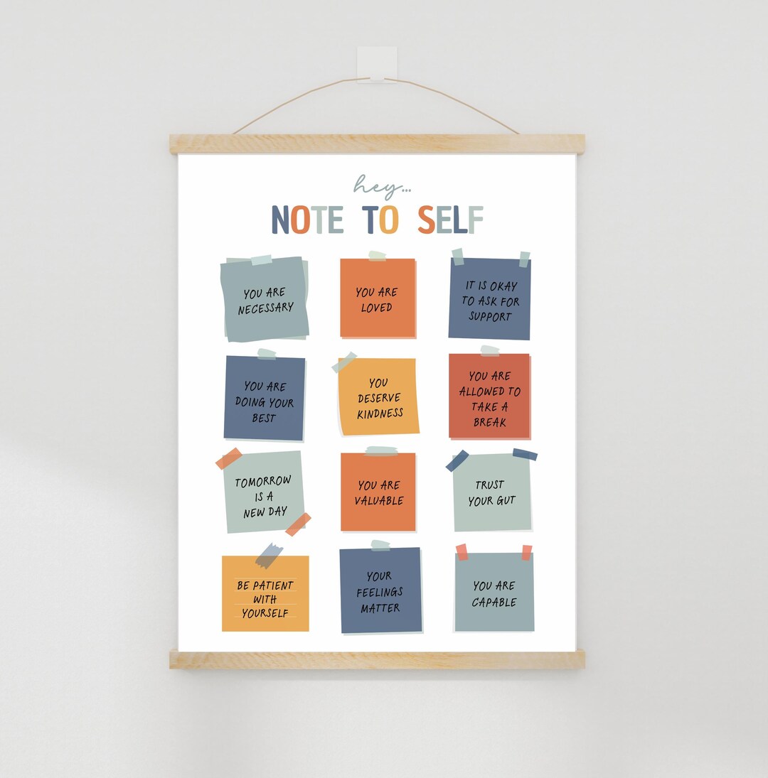 Note to Self Mindset Printable, Boho Self Affirmations, Counselor's ...