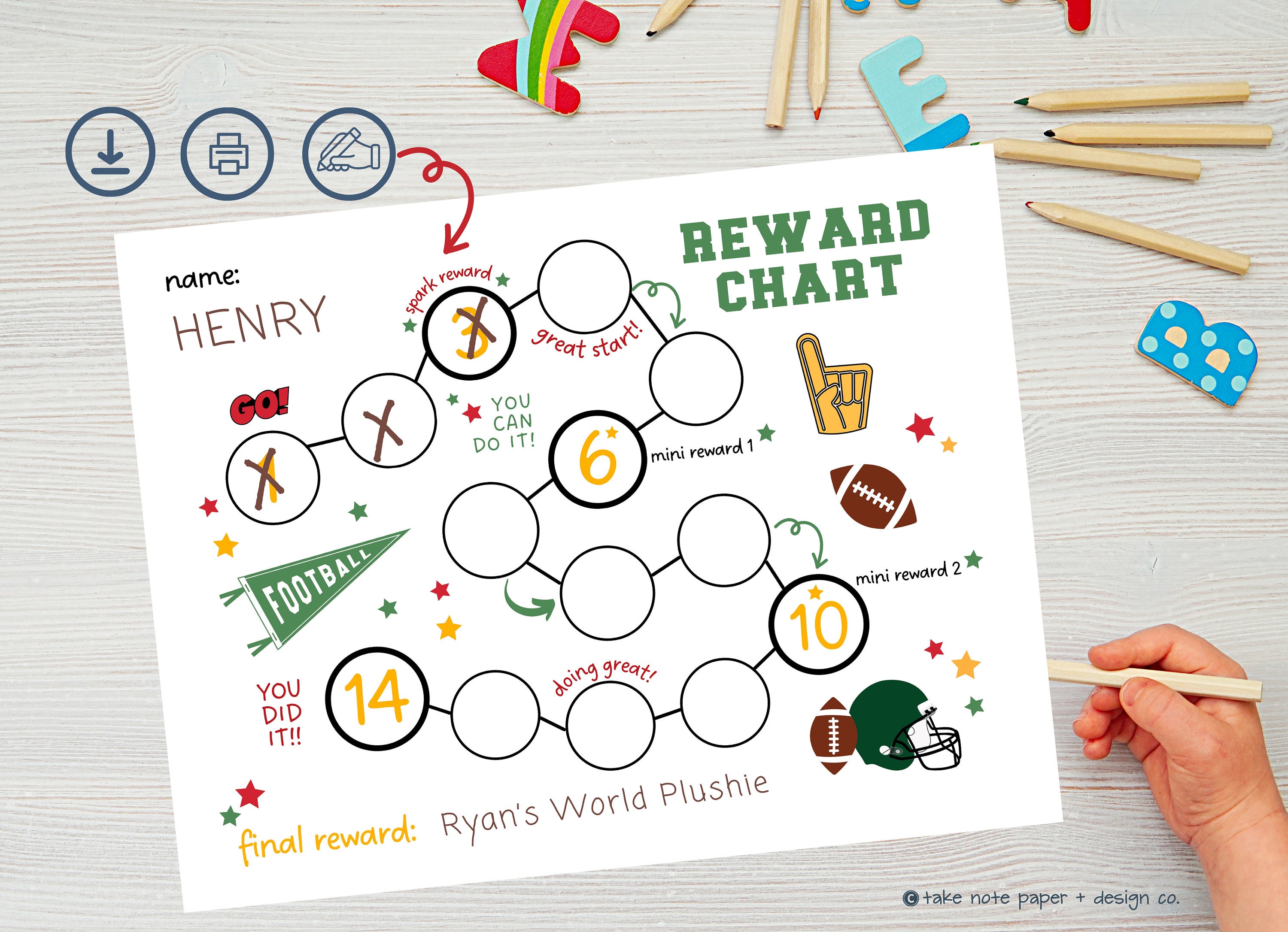 Football Reward Chart, Printable Reward Chart, Sports Reward Chart ...