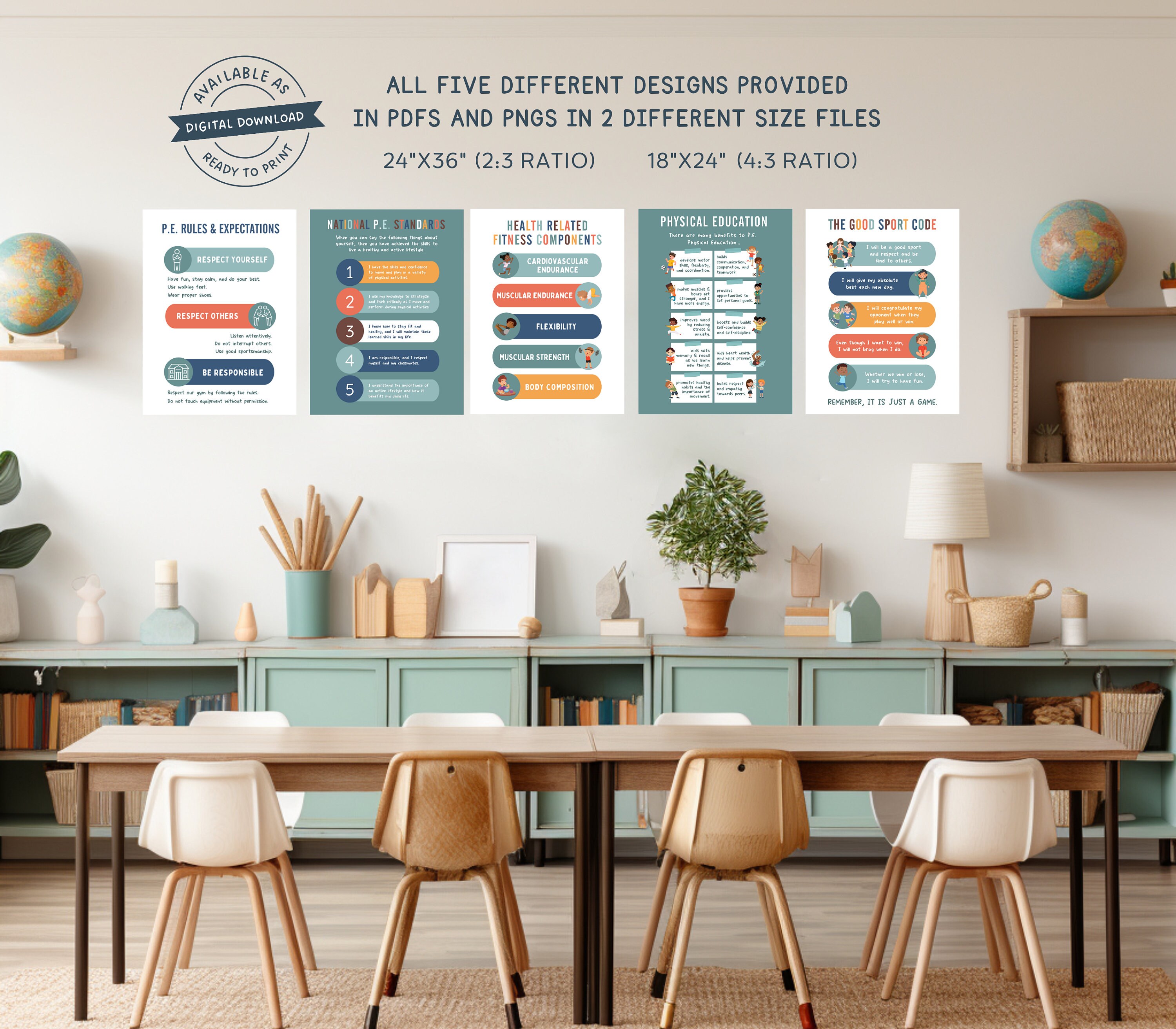 Physical Education Posters National PE Standards Good Sports Code, Gym ...